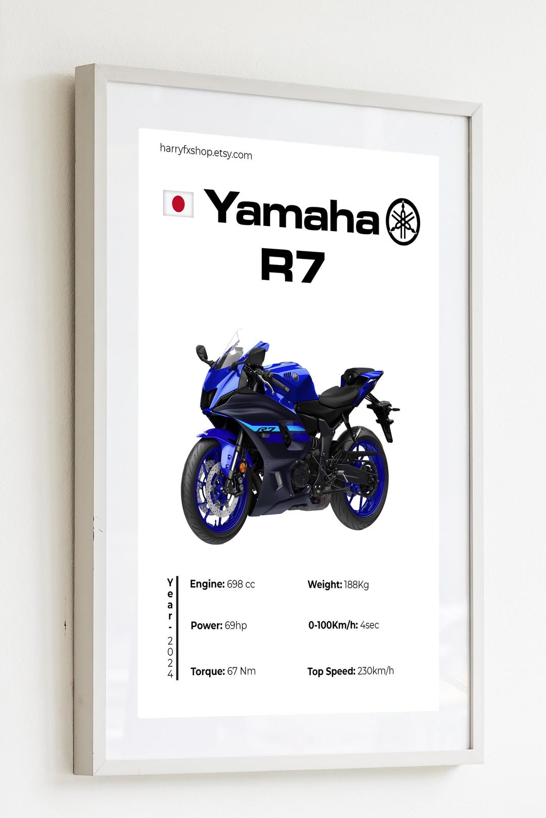 Yamaha R7 2024 Motorcycle Poster – Sportbike Wall Art, Superbike Print ...