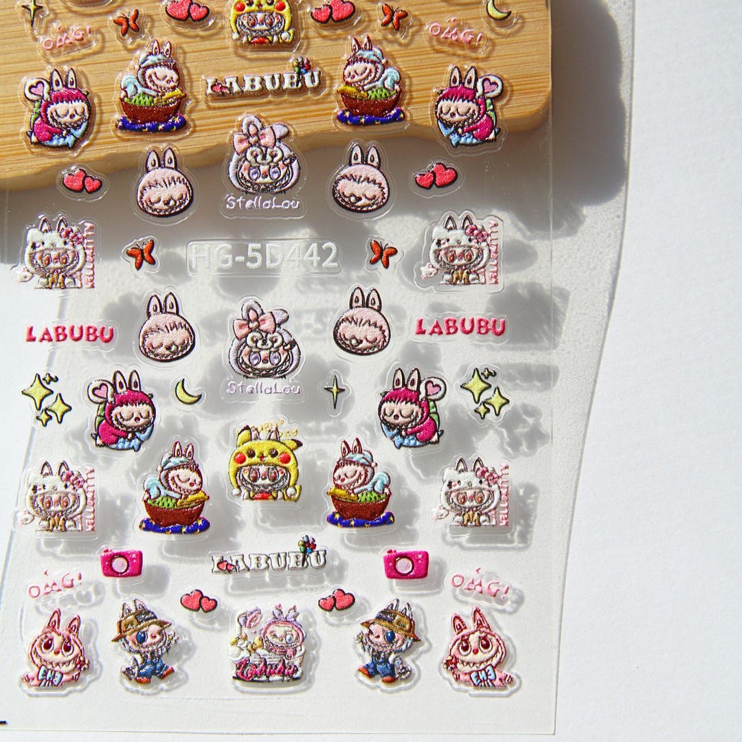 Labubu Nails Stickers Colorful Labubu Stickers Kawaii Kid Nail Gift DIY ...