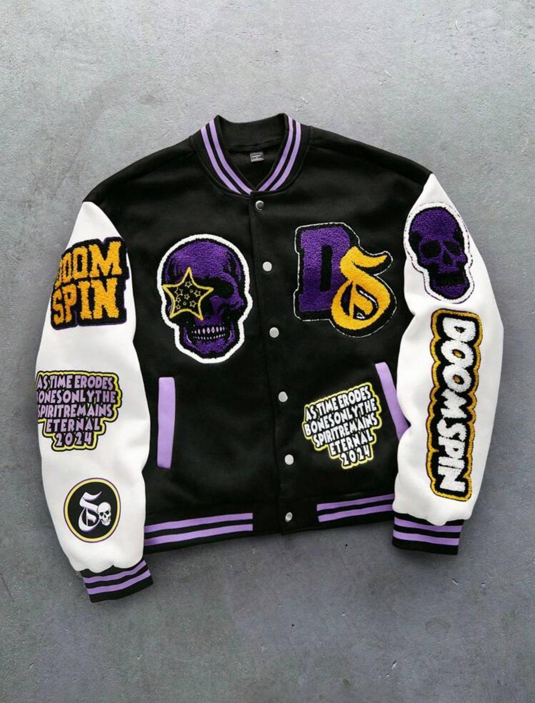 Custom Embroidered Varsity Jacket: Wool Body, Leather Sleeves ...