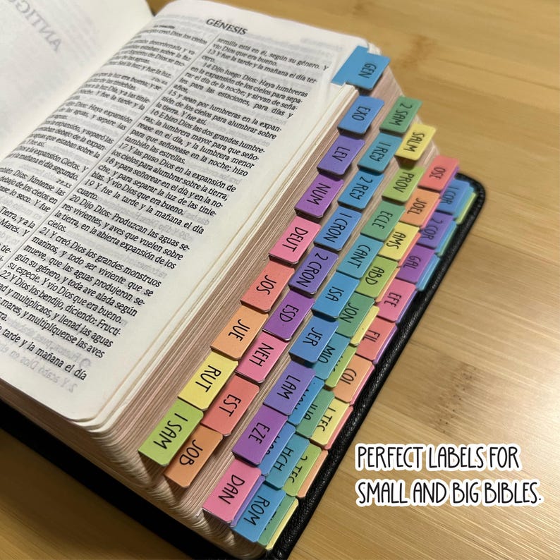 Mini Bible Tabs | Pastel Printable Bible Tabs - English | Bible ...
