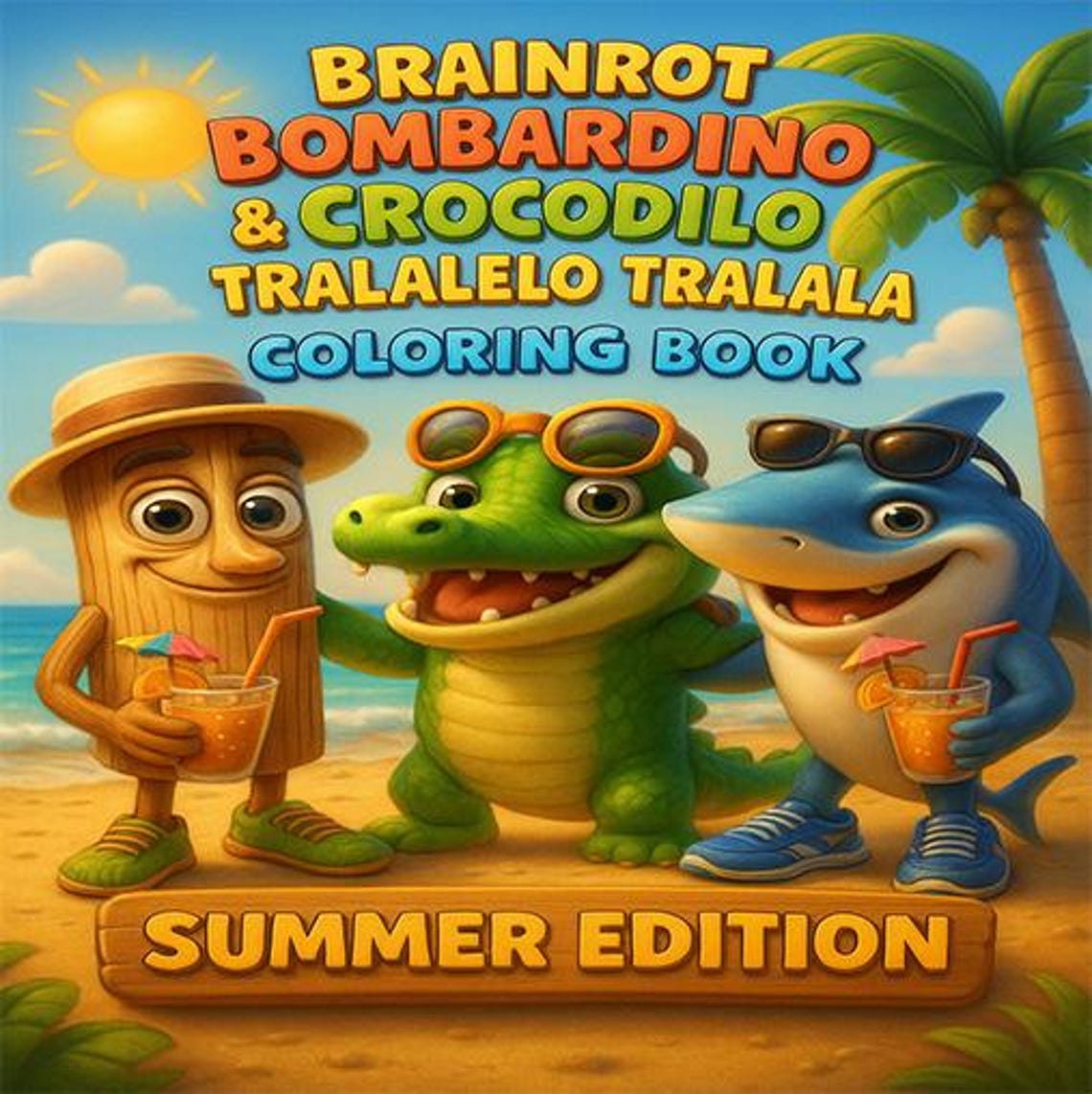 Brainrot Bombardino Crocodilo & Tralalelo Tralala Coloring Book "summer ...