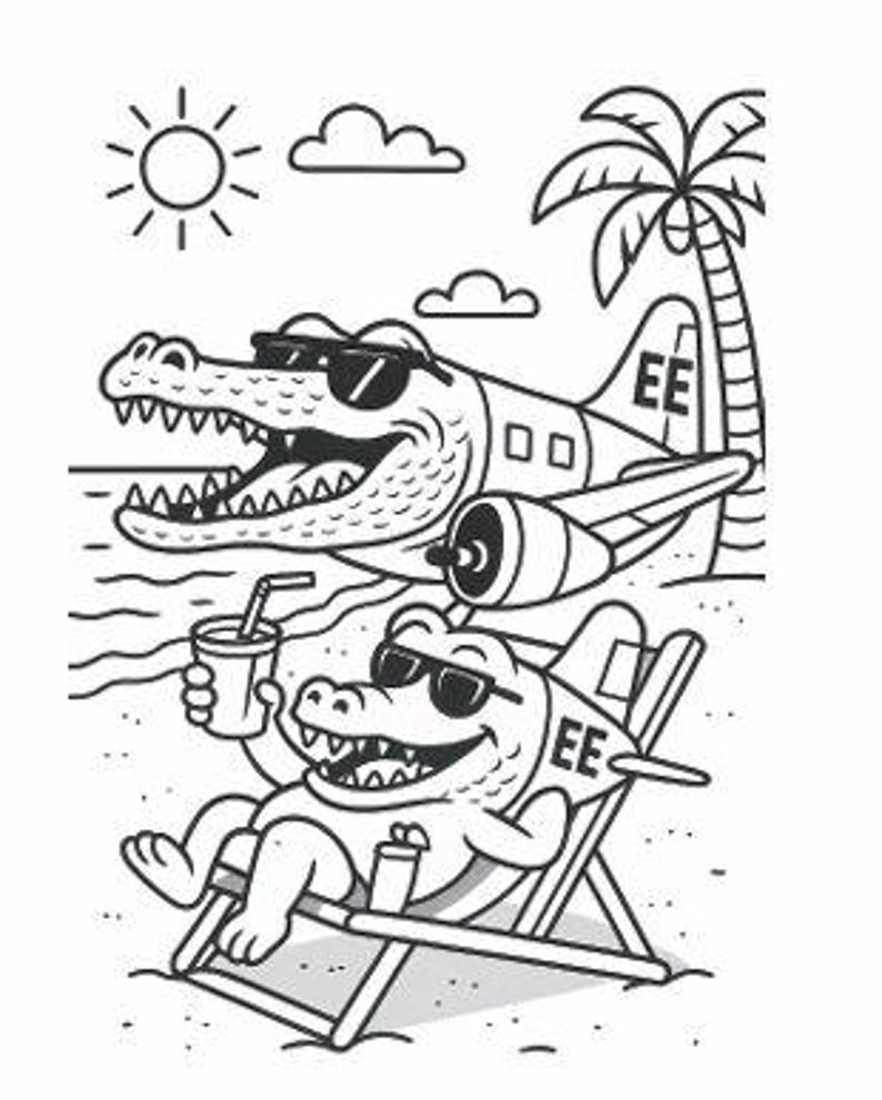 Brainrot Bombardino Crocodilo & Tralalelo Tralala Coloring Book "summer ...