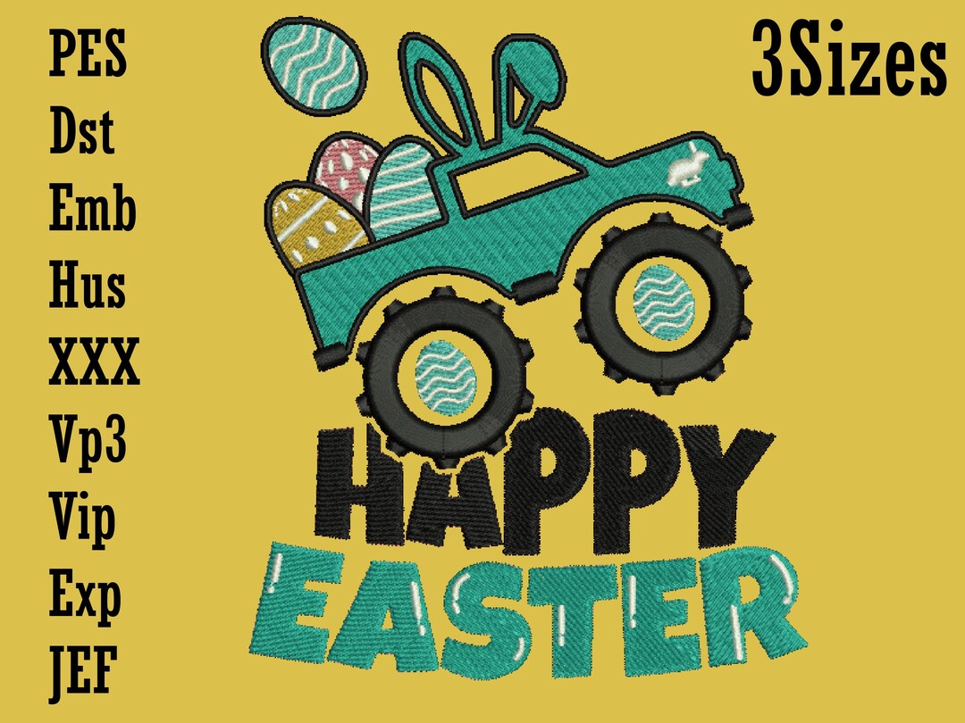 Happy Easter Truck Embroidery Design, Cute Easter Logo. Easter ...
