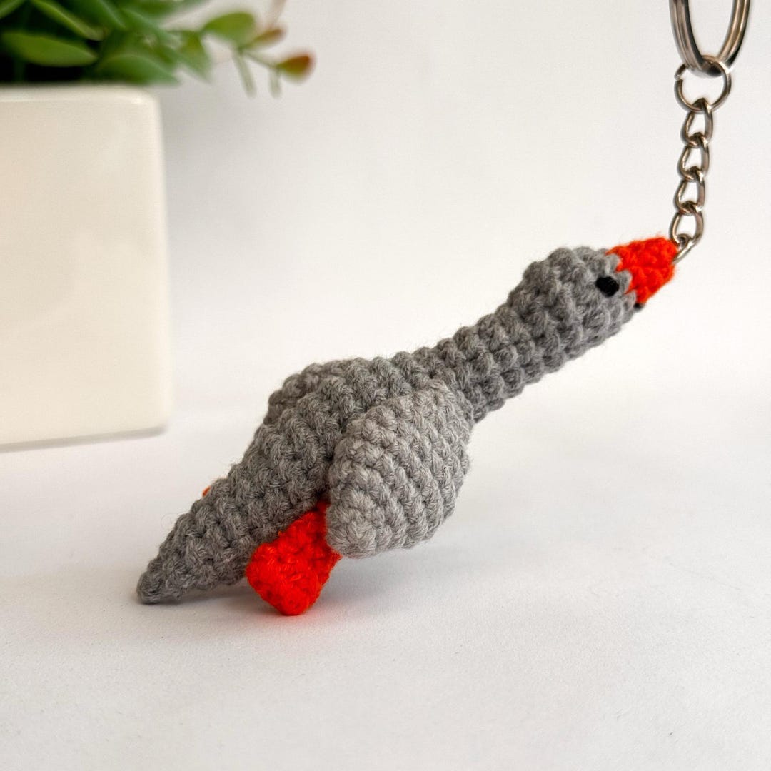 Crochet Keychain Gray Goose Handmade Mini Crochet Keyring Grey Goose ...