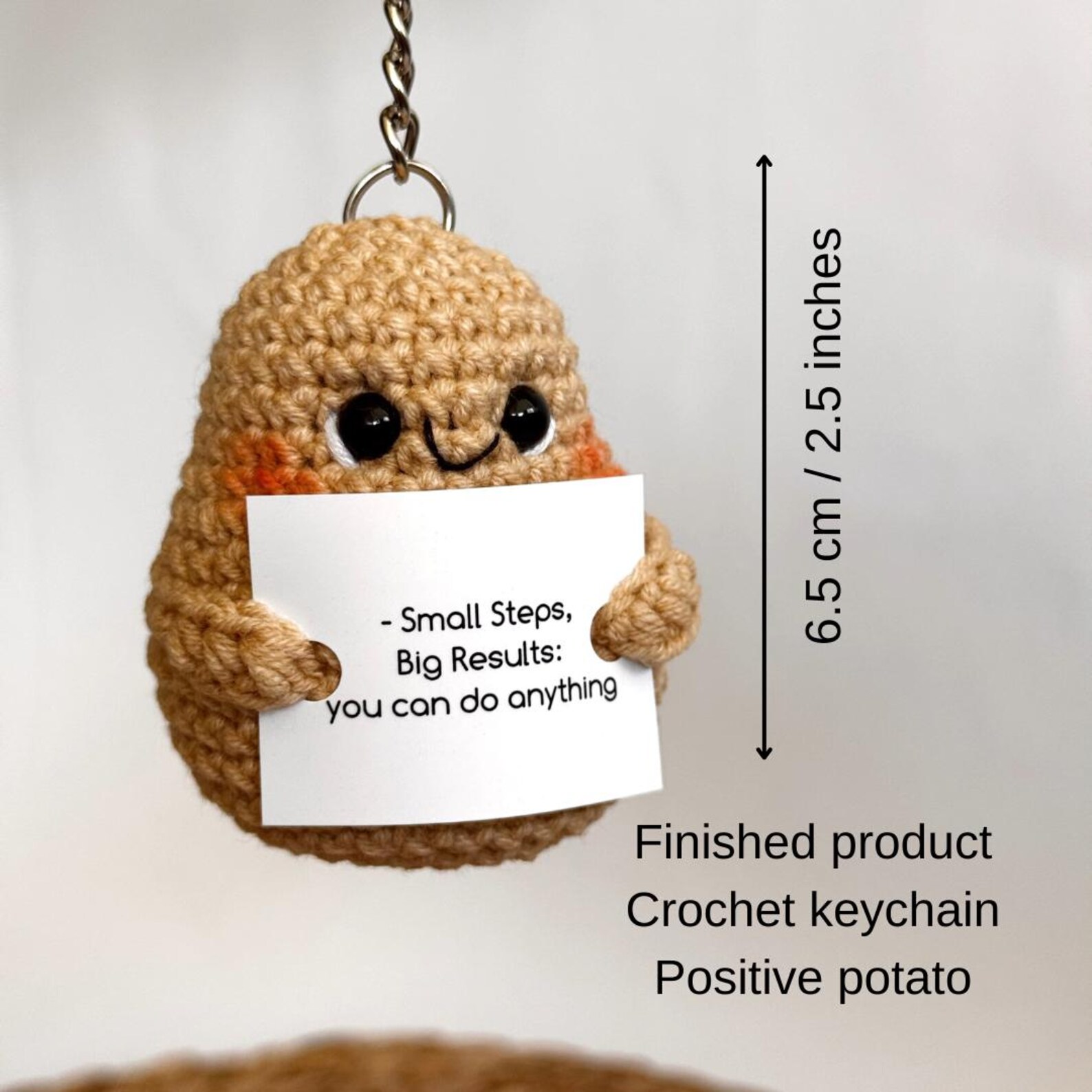 Motivational Message Сrochet Keychain Positive Potato Emotional Support ...