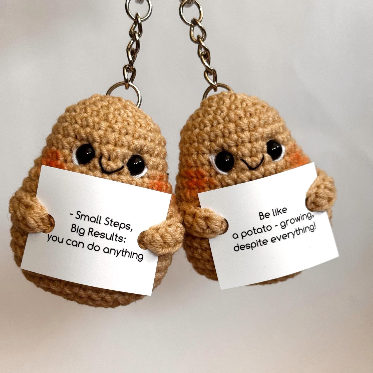 Motivational Message Сrochet Keychain Positive Potato Emotional Support ...
