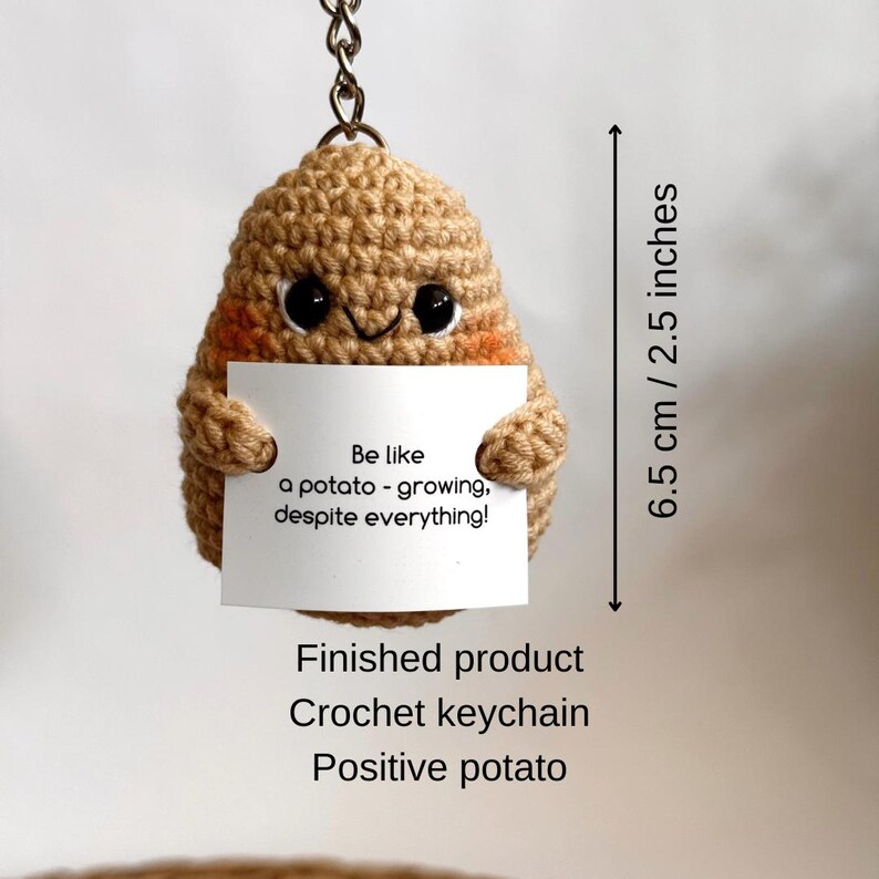 Motivational Message Сrochet Keychain Positive Potato Emotional Support ...