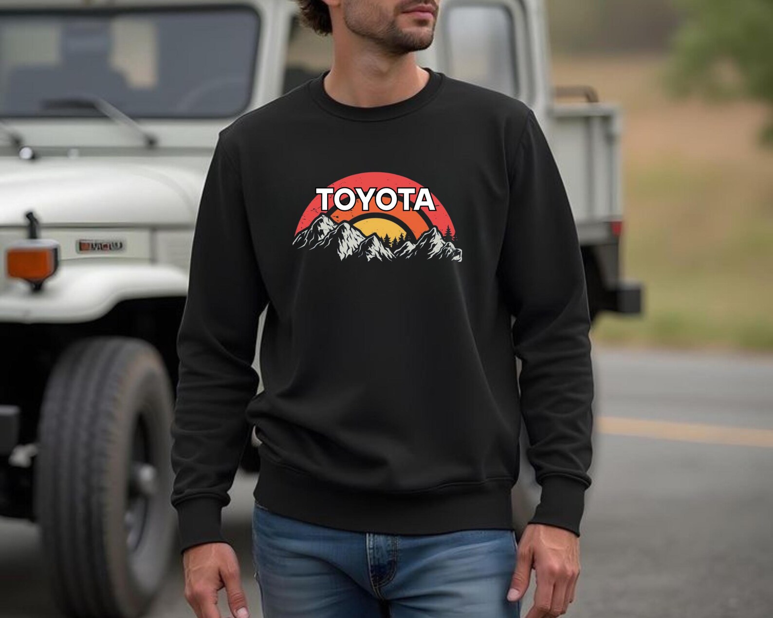 Retro Toyota Sunset Mountain Sweatshirt, Vintage 4x4 off Road Tee for ...