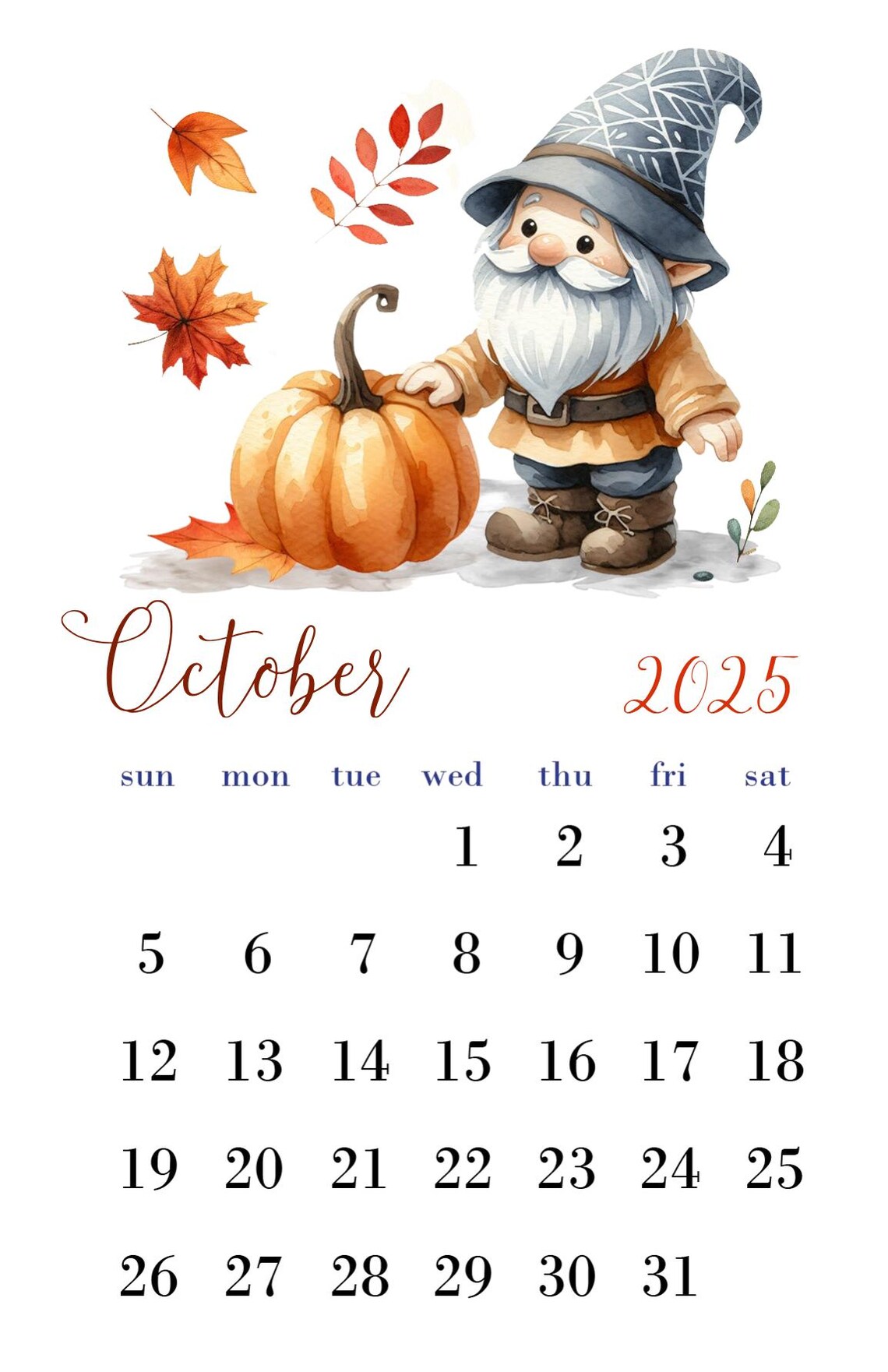 2025 Calendar Printable, Cute Calendar 2025, Wall Calendar PDF ...