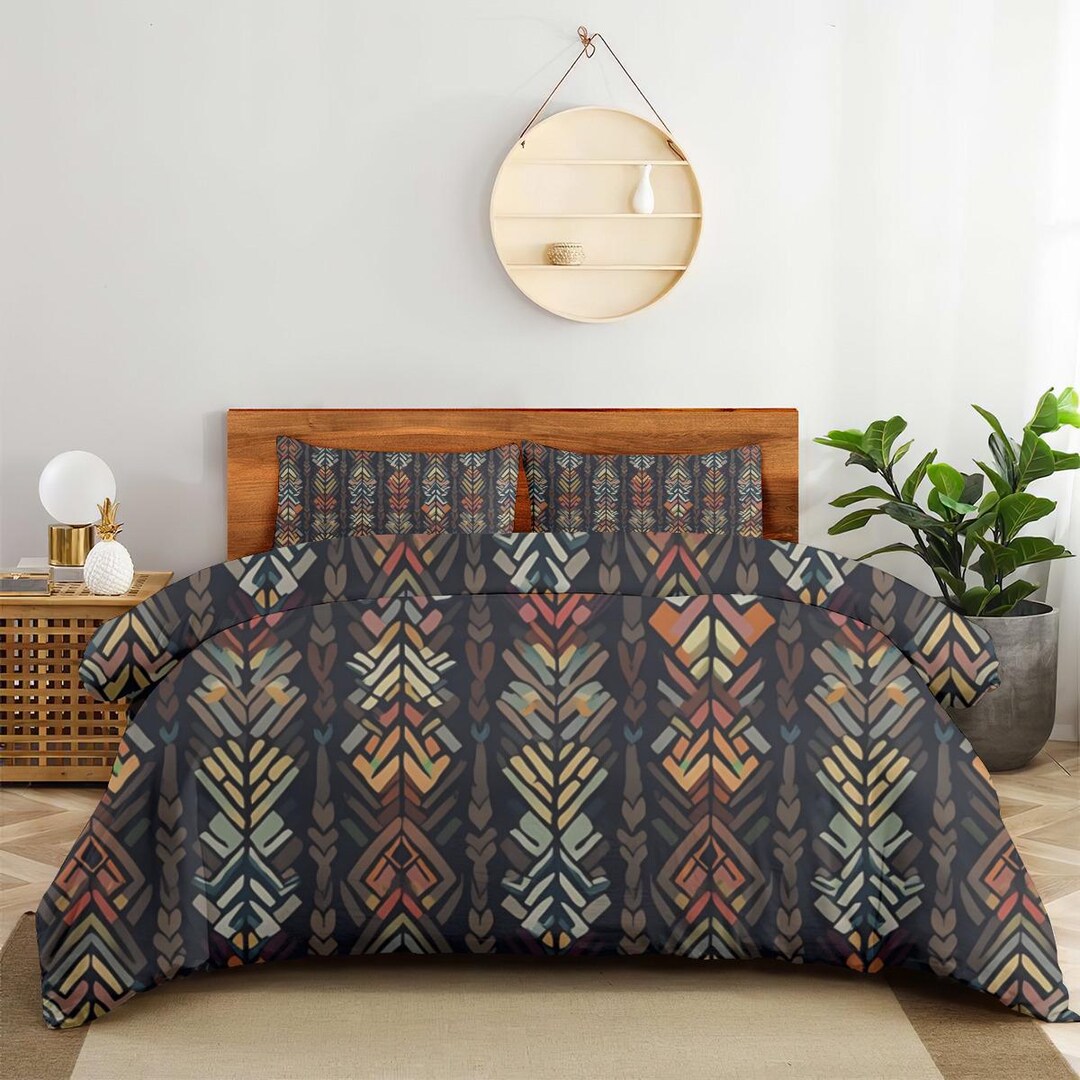 3-piece Duvet Cover Set in Dark Shades. 1 Duvet Cover & 2 Pillowcases ...