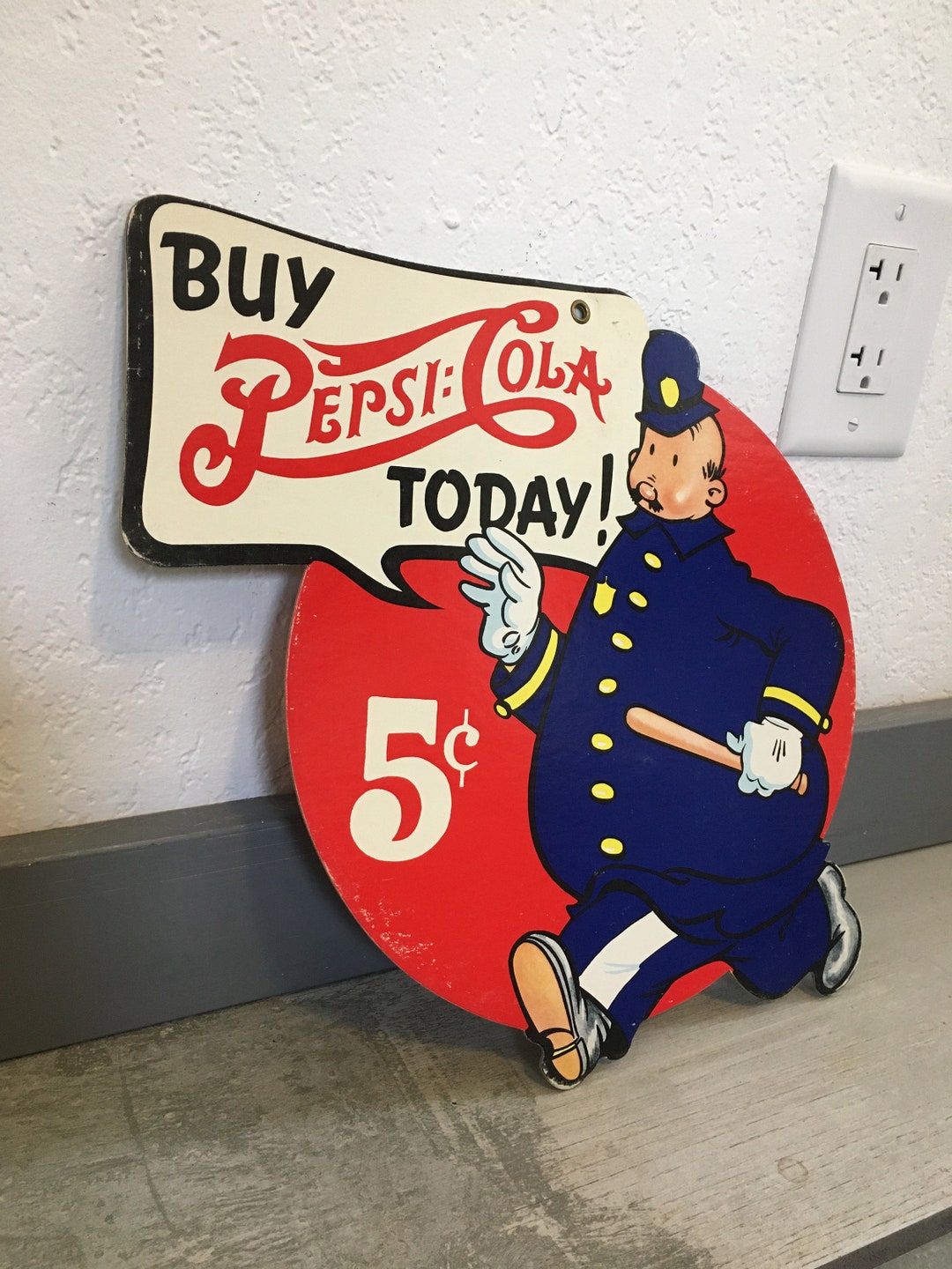 Old Cardstock Pepsi Sign W Police Officer Graphic - Etsy