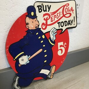 Old Cardstock Pepsi Sign W Police Officer Graphic - Etsy