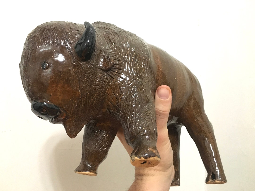 Vintage Stoneware Pottery Bison Bank - Etsy