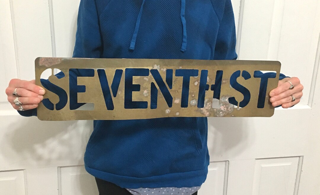 Antique Brass Street Sign Stencil Seventh St - Etsy