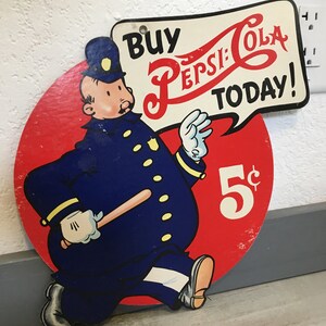 Old Cardstock Pepsi Sign W Police Officer Graphic - Etsy