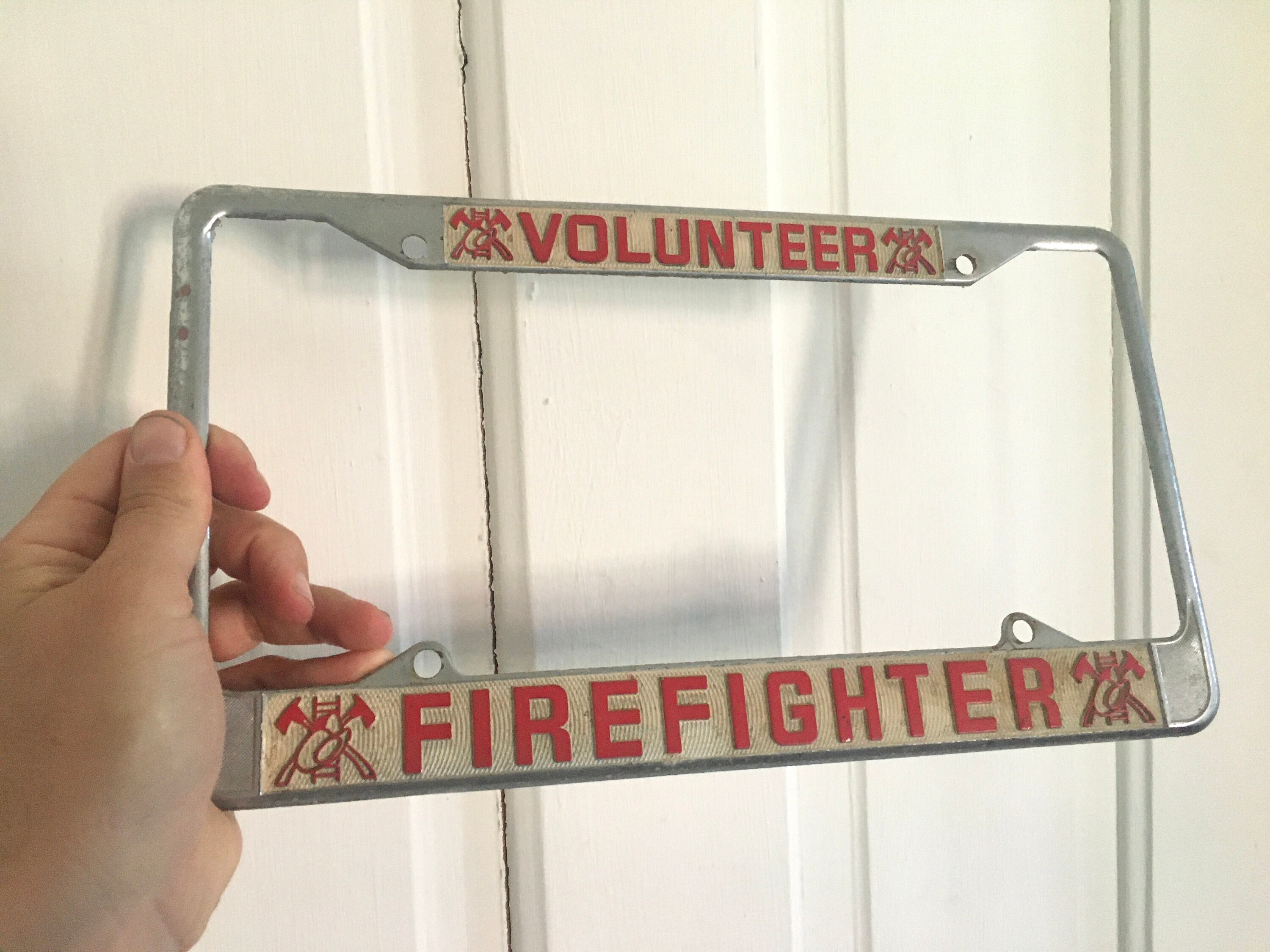 Vintage Volunteer Firefighter License Plate Frame - Etsy