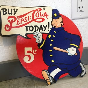 Old Cardstock Pepsi Sign W Police Officer Graphic - Etsy