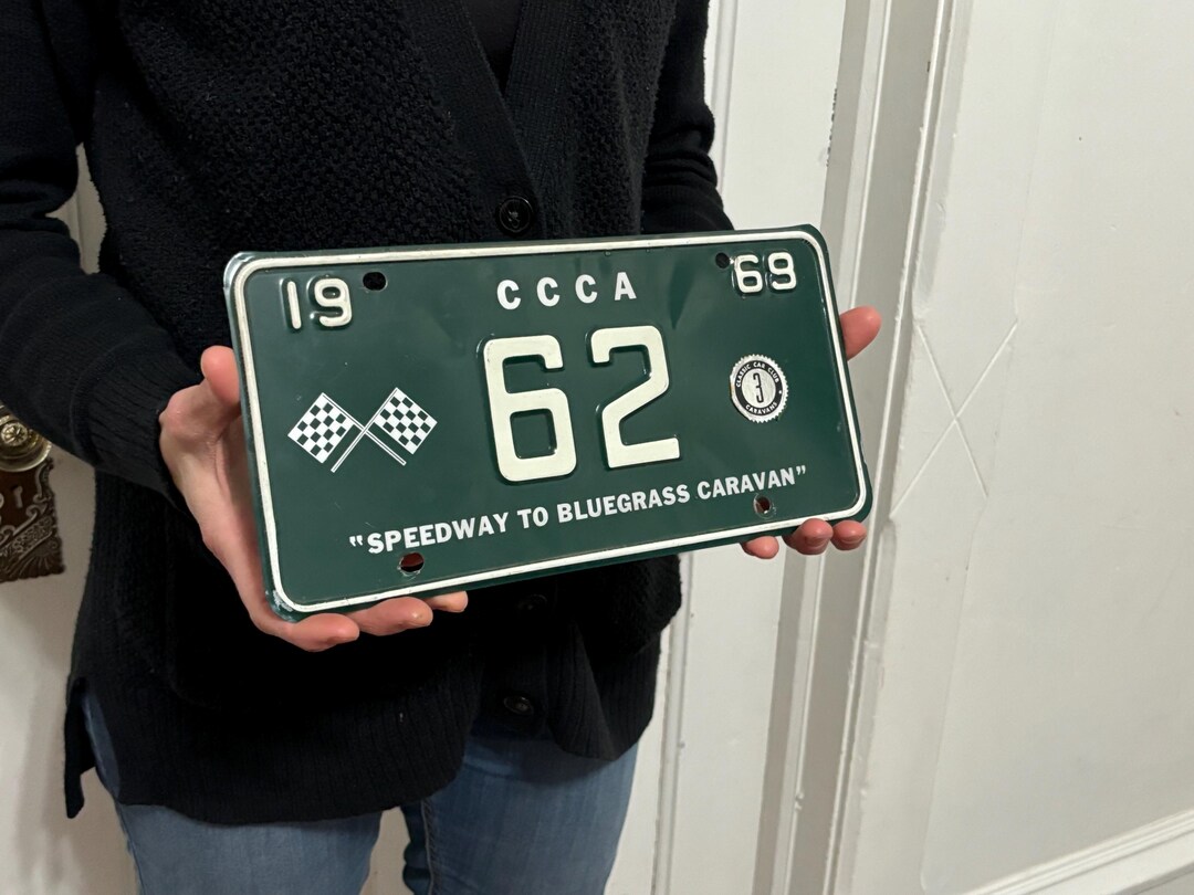 1969 Caravan License Plate W Checkered Flags - 62 - Etsy