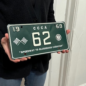 1969 Caravan License Plate W Checkered Flags 62 - Etsy