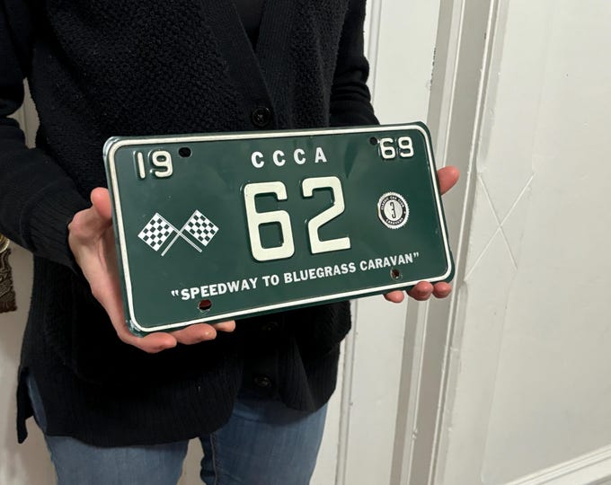 1969 Caravan License Plate W Checkered Flags - 62 - Etsy