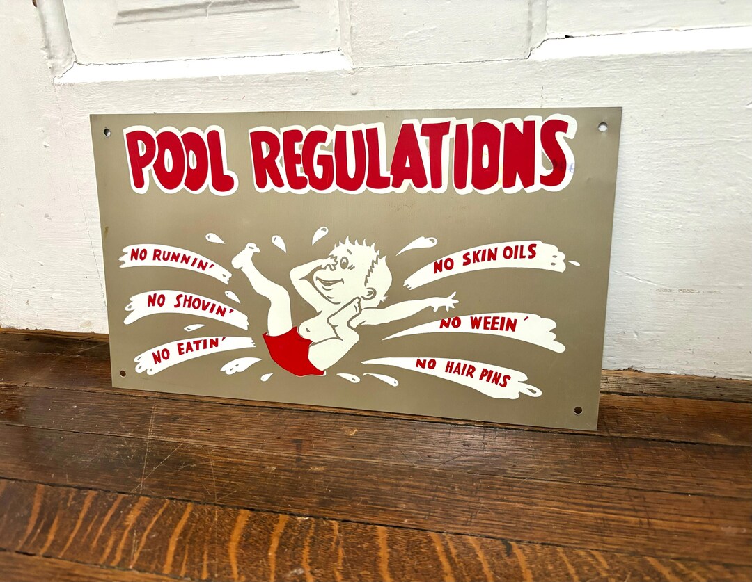 Vintage Pool Regulations Sign - Etsy