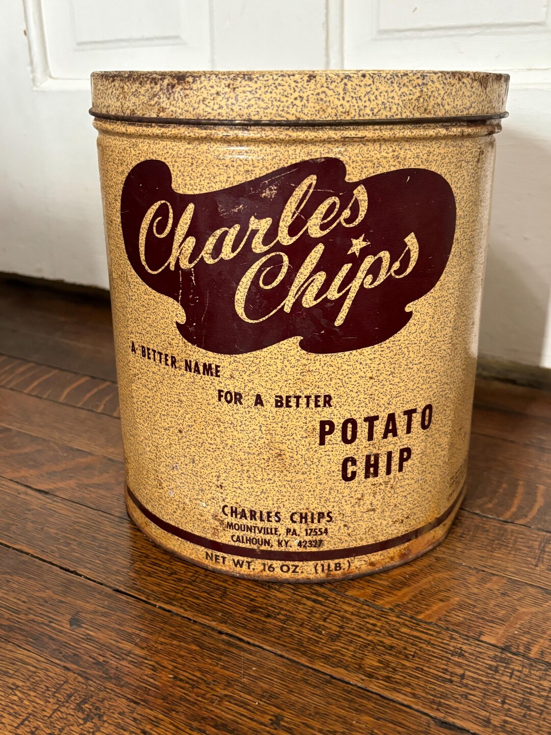 Large Vintage Potato Chip Tin Canister - Etsy