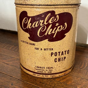 Large Vintage Potato Chip Tin Canister - Etsy