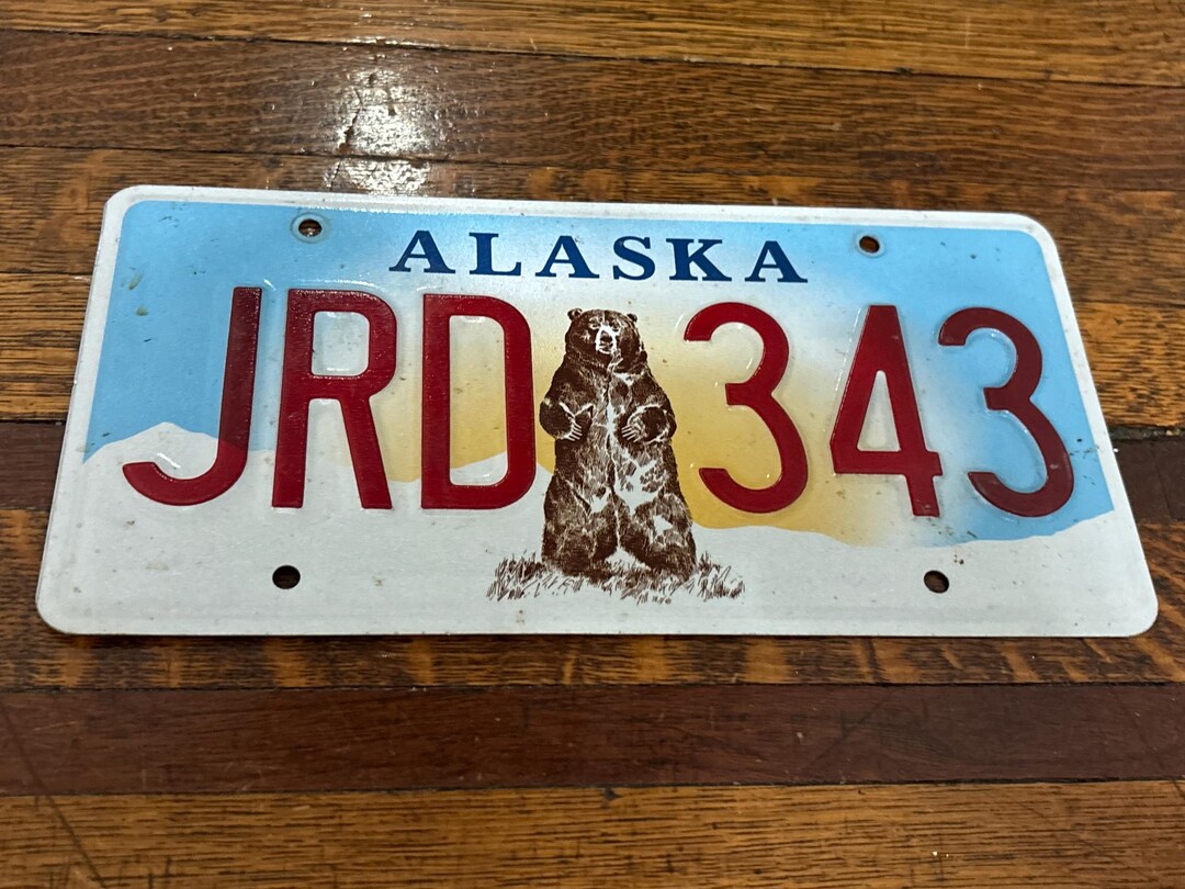 Vintage Alaska Bear License Plate - Etsy