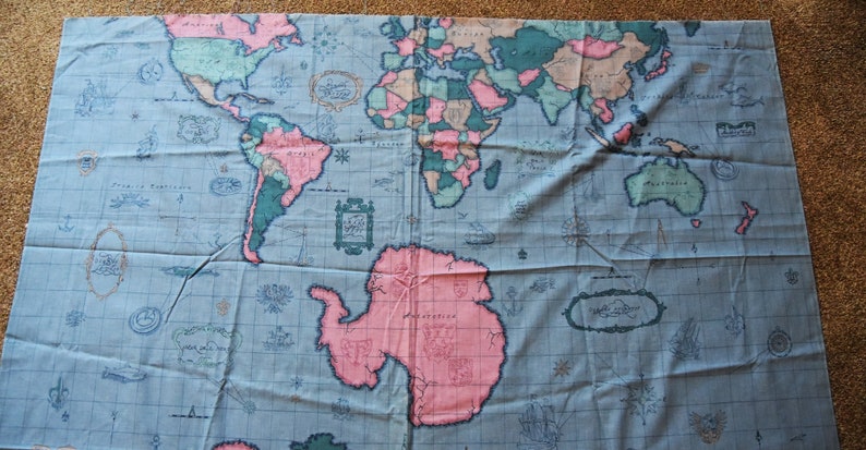 World Map, DIY, Ready to Create, Cloth, Fabric, Wall Hanging, Panel - Etsy
