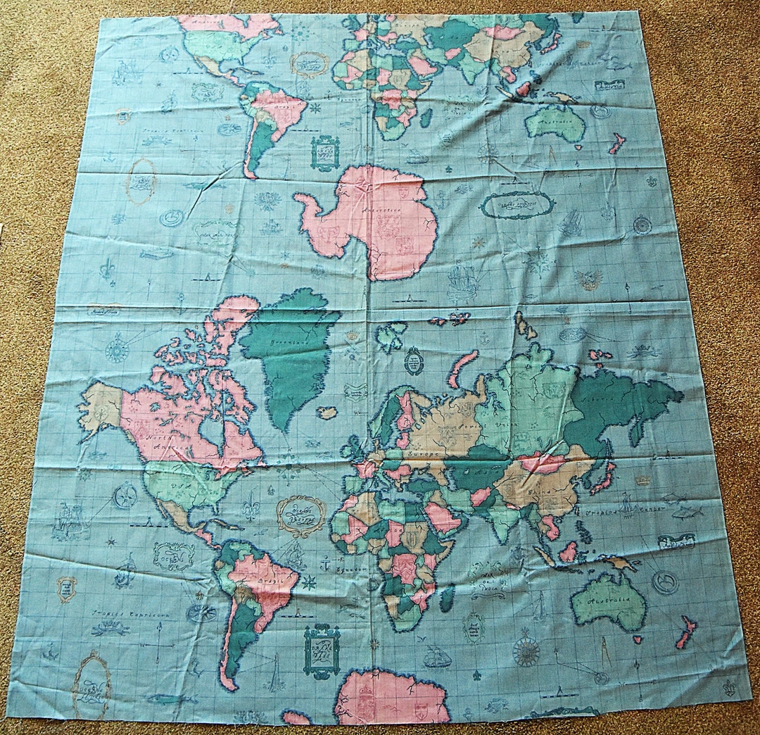 World Map, DIY, Ready to Create, Cloth, Fabric, Wall Hanging, Panel - Etsy