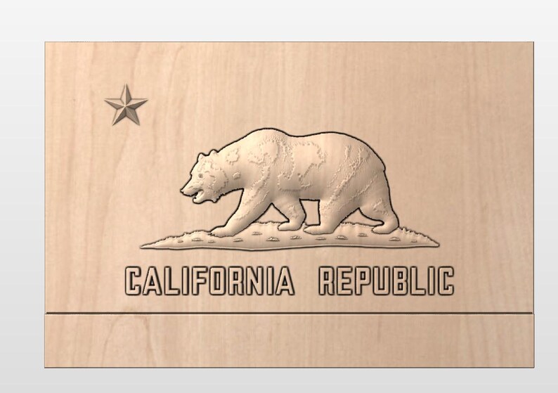 3D California State Flag CNC Files | Stl | 3D Model | Los Angeles | San ...