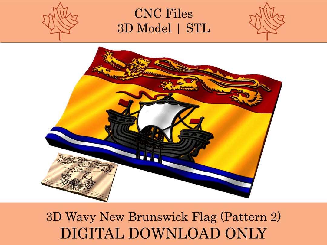 3D Wavy New Brunswick Flag (pattern 2) CNC Files | STL | 3D Model ...