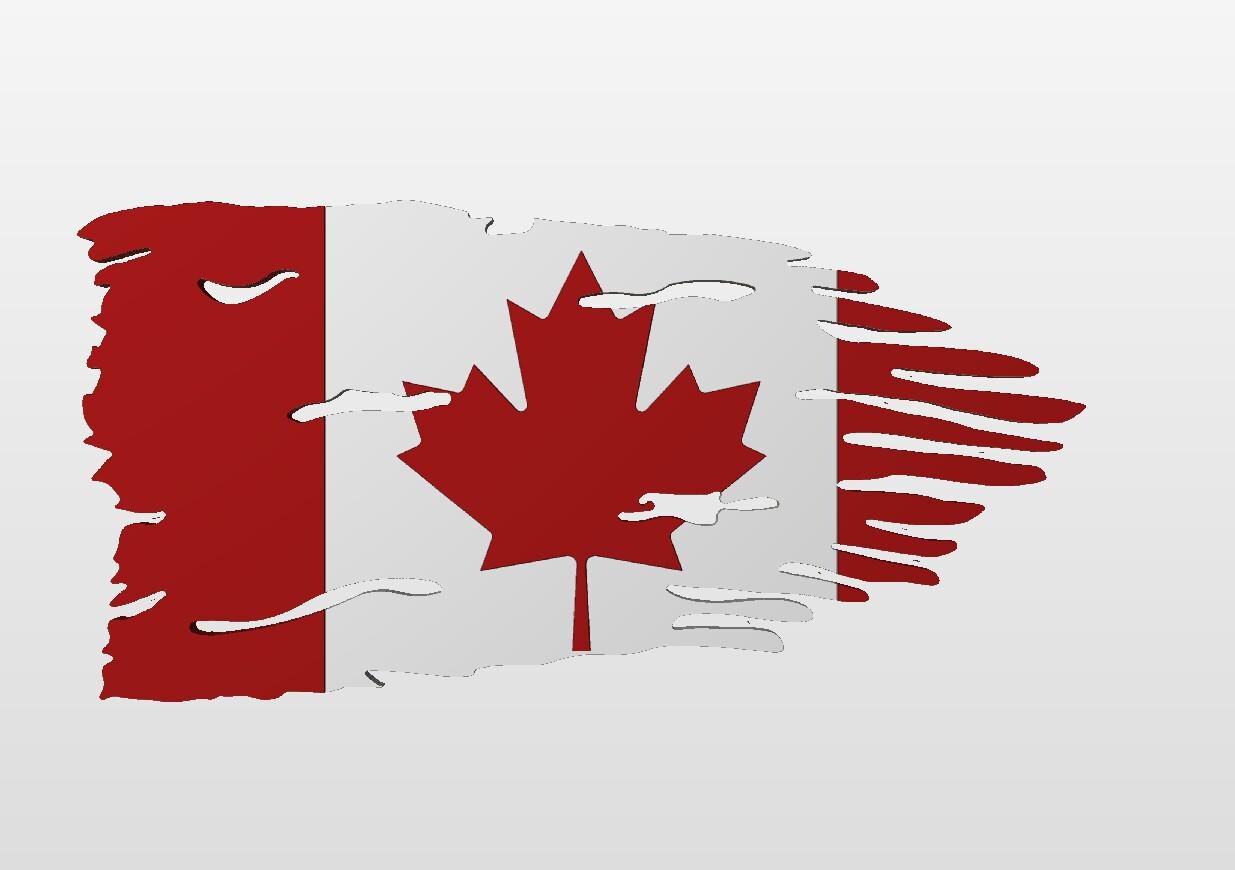 Tattered Canada Flag CNC Files | Svg | Dxf | Pdf | Crv | Maple Leaf ...