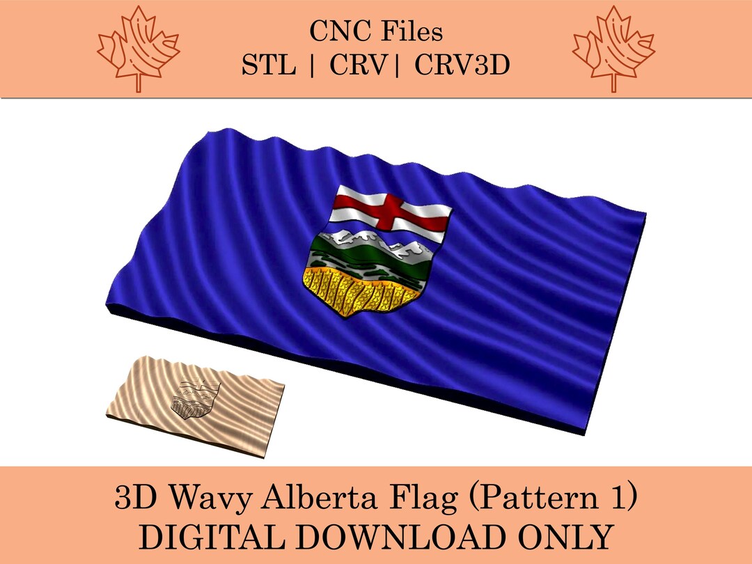 3D Wavy Alberta Flag (pattern 1) CNC Files | STL | CRV | CRV3D | 3D ...