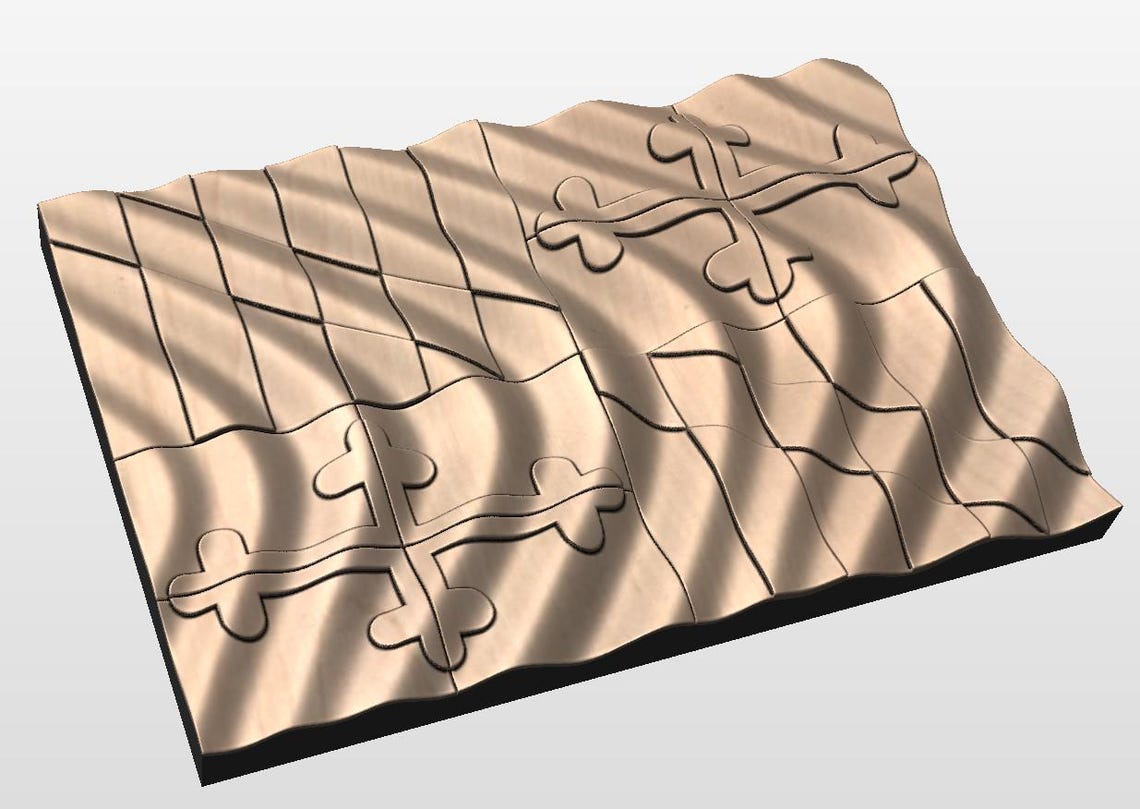 3D Wavy Maryland State Flag (pattern 4) CNC Files | Stl | Crv3d | 3D ...