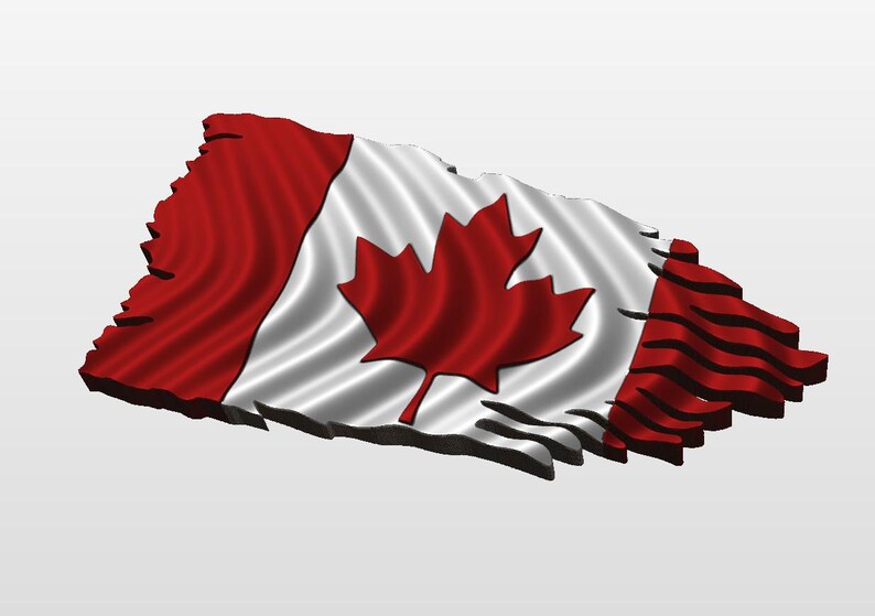 3D Wavy Tattered Canada Flag CNC Files | Stl | Crv | Crv3d | 3D Model ...