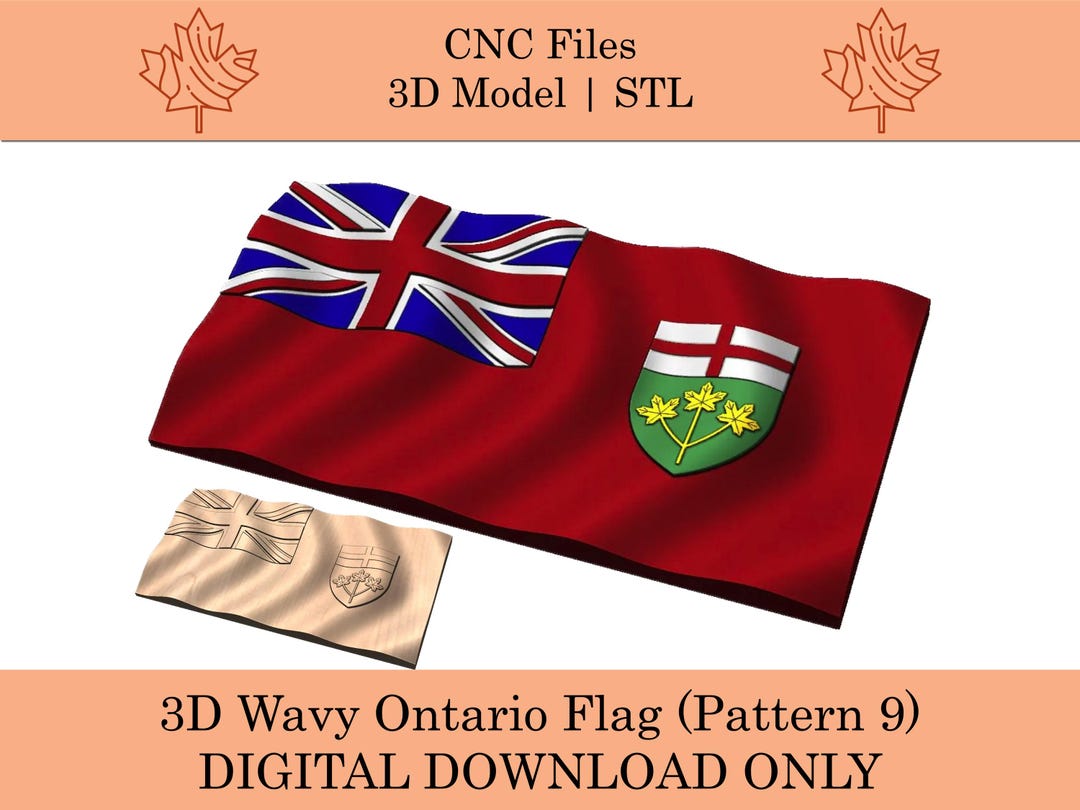 3D Wavy Ontario Flag (pattern 9) CNC Files | STL | 3D Model | Toronto ...