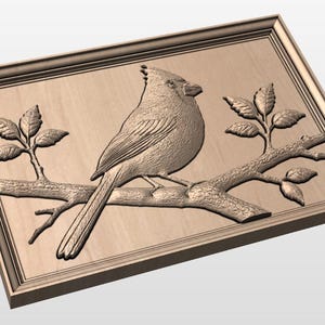 Northern Cardinal on a Tree Branch 3D Model | STL | Relief | CNC File ...