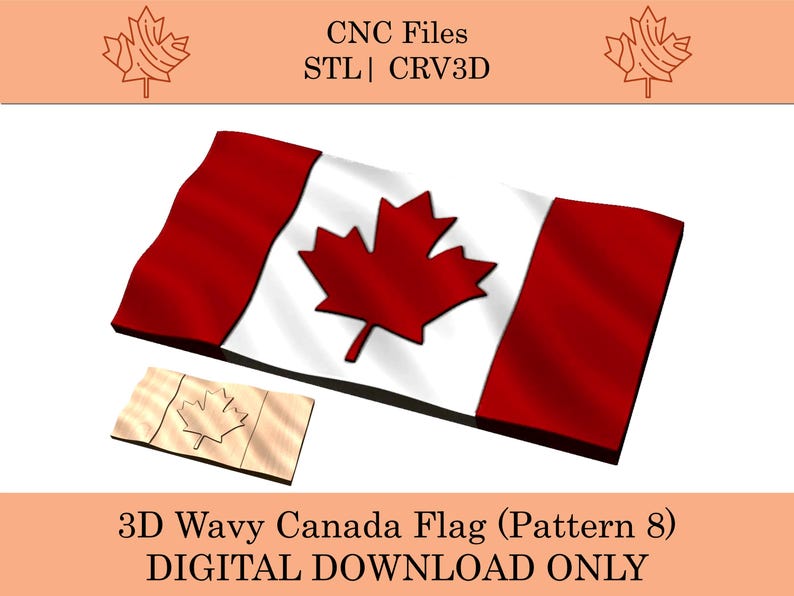 3D Wavy Canada Flag (pattern 8) CNC Files | Stl | Crv3d | 3D Model ...