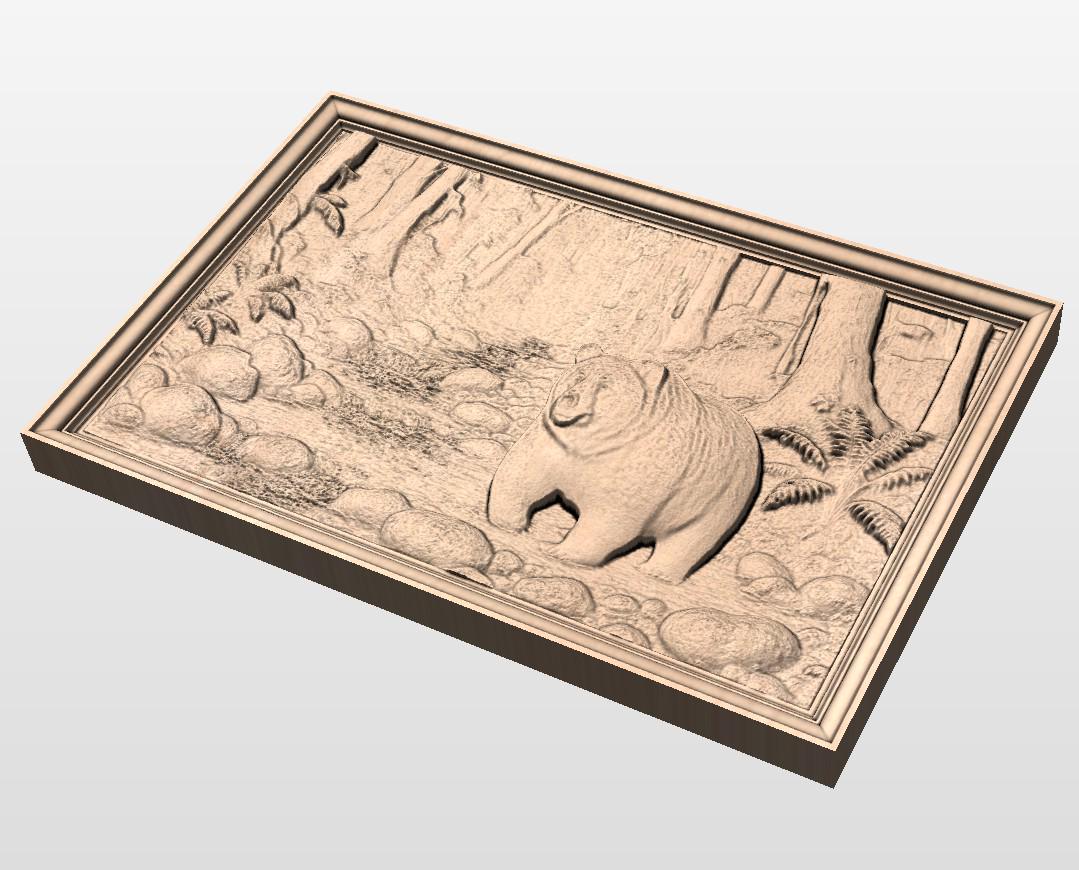 Bear in Rainforest Stream 3D Model | STL | Relief | CNC File | Nature ...