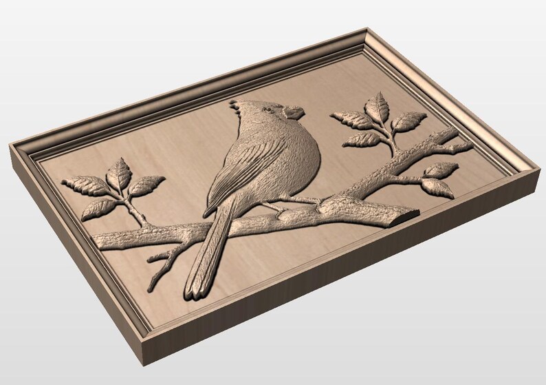 Northern Cardinal on a Tree Branch 3D Model | STL | Relief | CNC File ...
