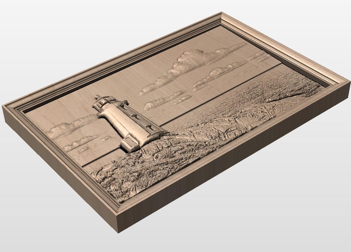 Lighthouse by the Ocean 3D Model | STL | Relief | CNC File | Nature ...