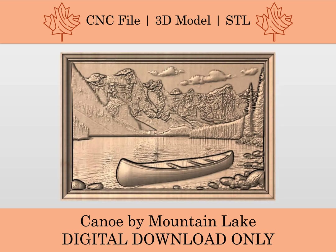 Canoe by Mountain Lake 3D Model | STL | Relief | CNC File | Nature ...