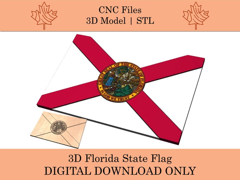 3D Florida State Flag CNC Files | Stl | 3D Model | Miami | Orlando ...