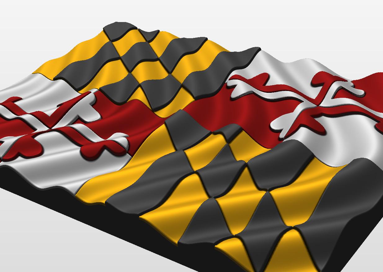 3D Wavy Maryland State Flag (pattern 4) CNC Files | Stl | Crv3d | 3D ...