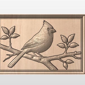 Northern Cardinal on a Tree Branch 3D Model | STL | Relief | CNC File ...