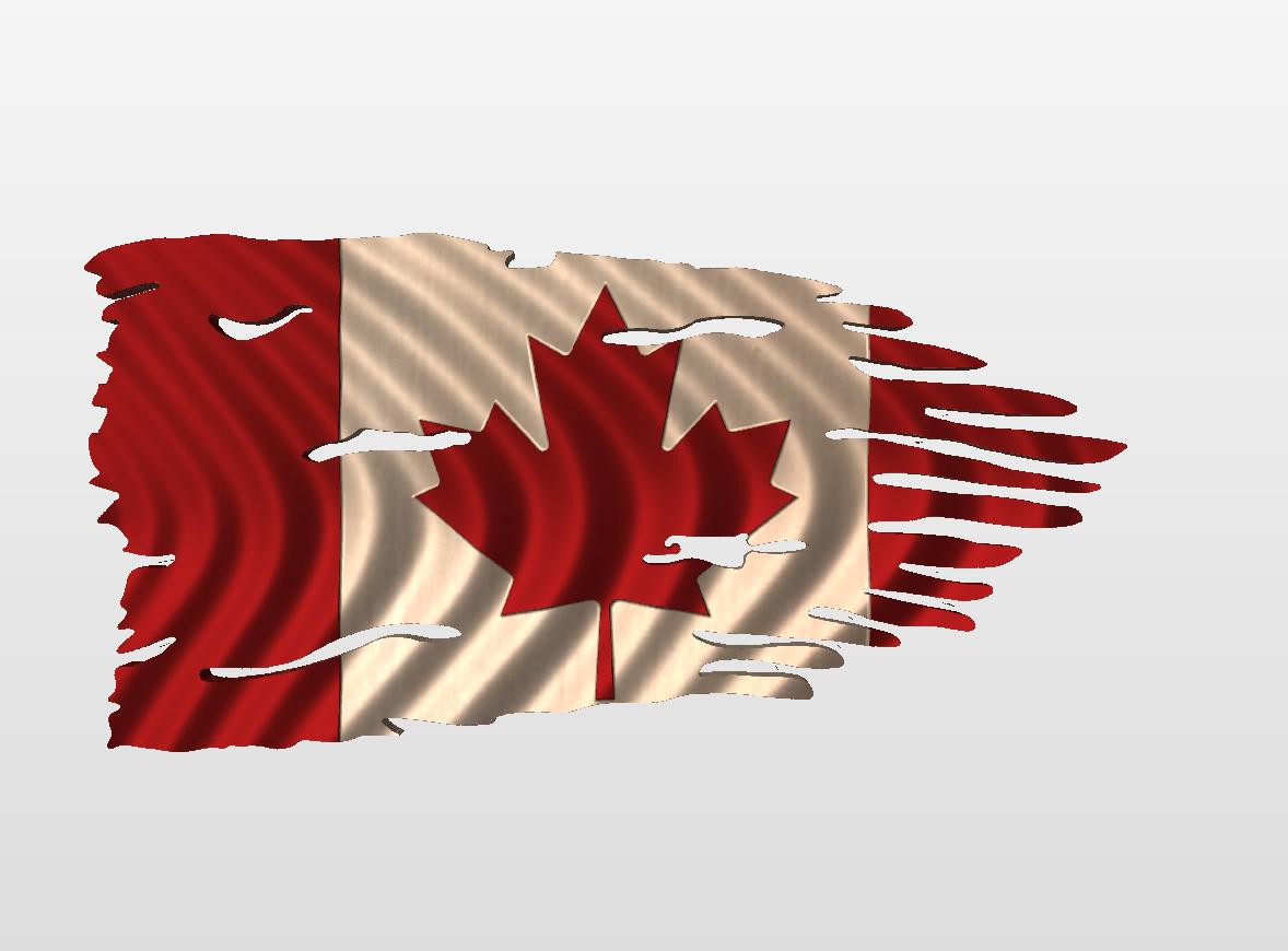 3D Wavy Tattered Canada Flag CNC Files - Premium | Stl | Crv | Crv3d ...