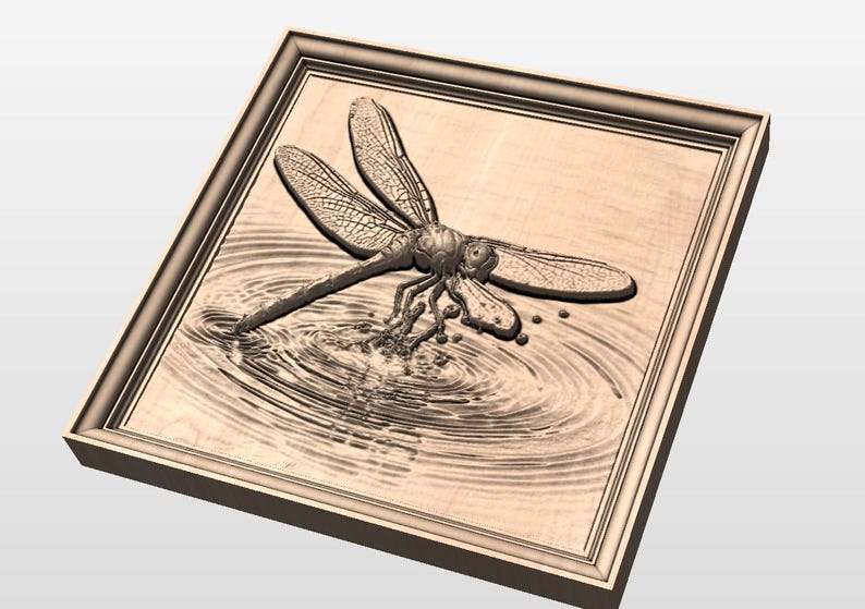 Dragonfly Water Dip 3D Model | STL | Relief | CNC File | Nature Scene ...