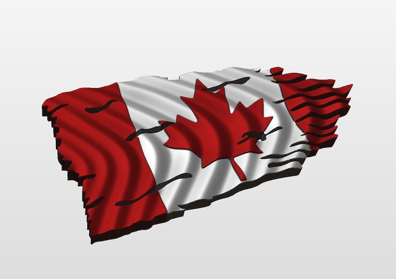 3D Wavy Tattered Canada Flag CNC Files | Stl | Crv | Crv3d | 3D Model ...