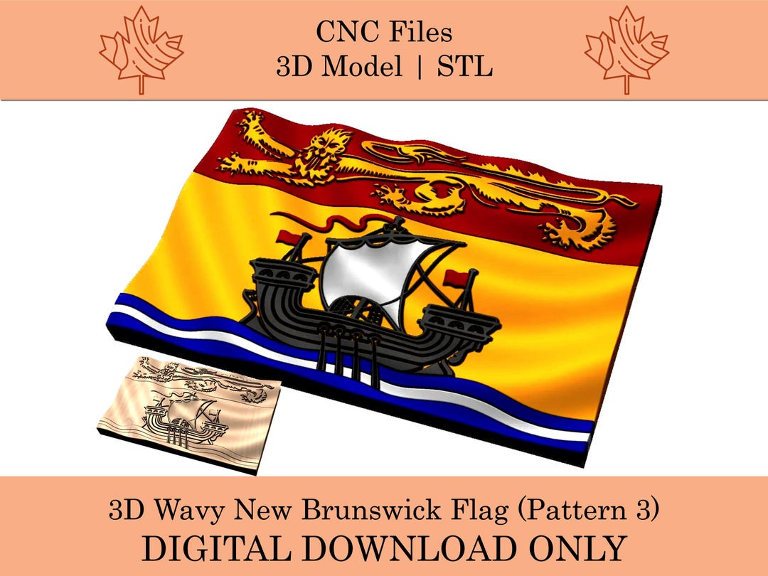 3D Wavy New Brunswick Flag (pattern 3) CNC Files | STL | 3D Model ...